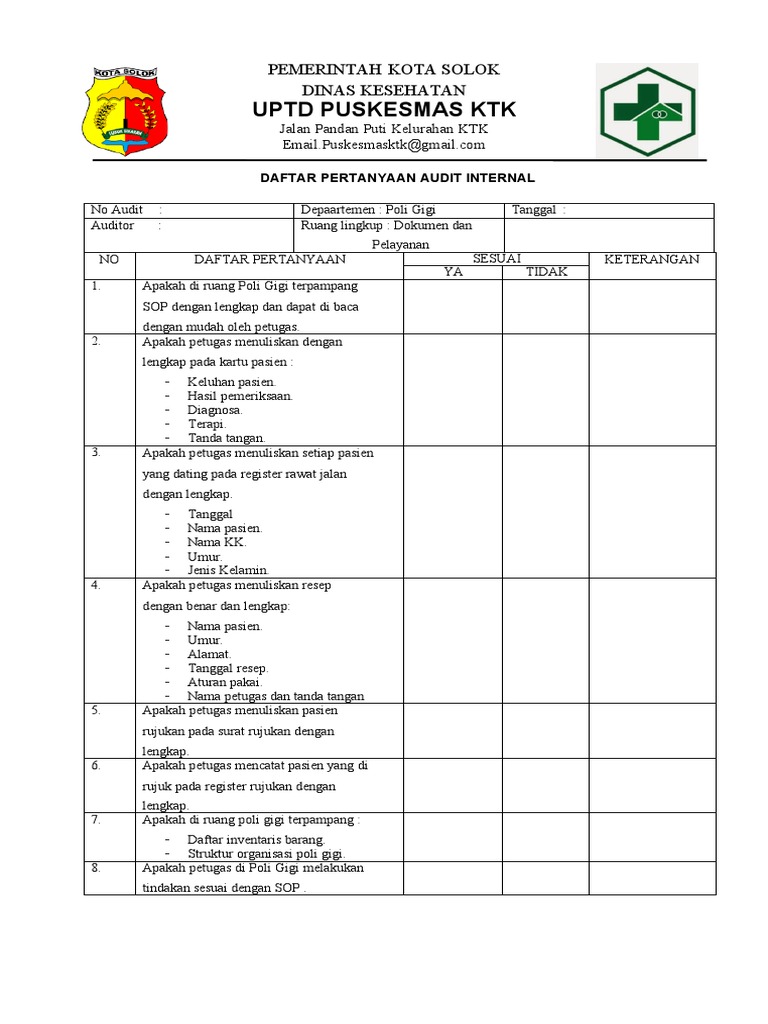 Instrumen Audit PKM KTK | PDF