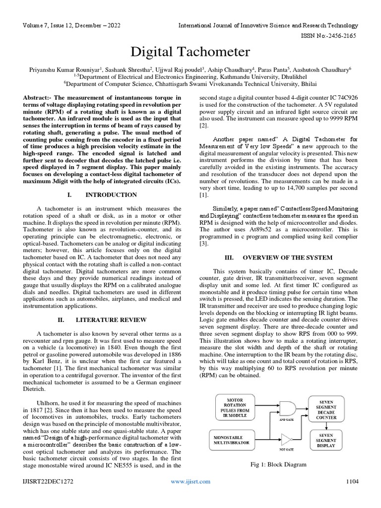 Digital Tachometer | PDF | Electronic Circuits | Capacitor