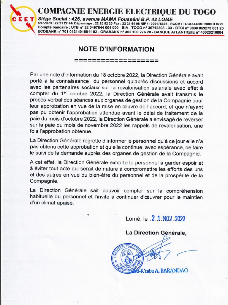 2022 11 21 Note D'information | PDF