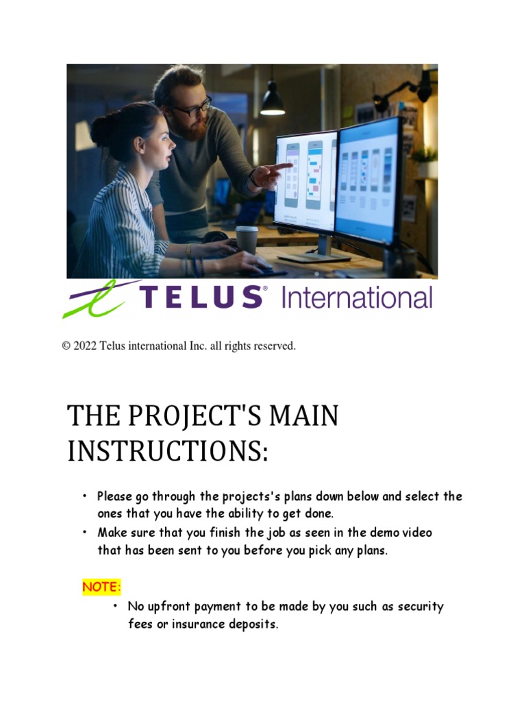 Telus International Project Plans Overview | PDF