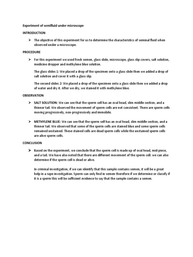 Experiment of Semifluid Under Microscope | PDF