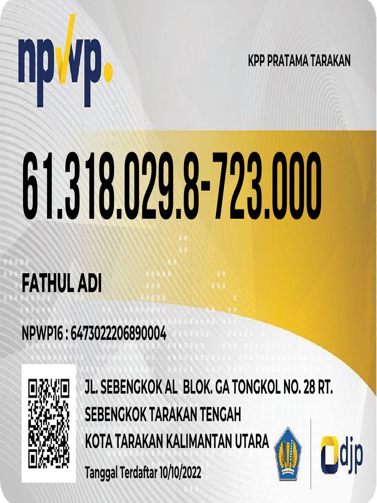 Contoh NPWP Terbaru | PDF | Teknologi & Rekayasa