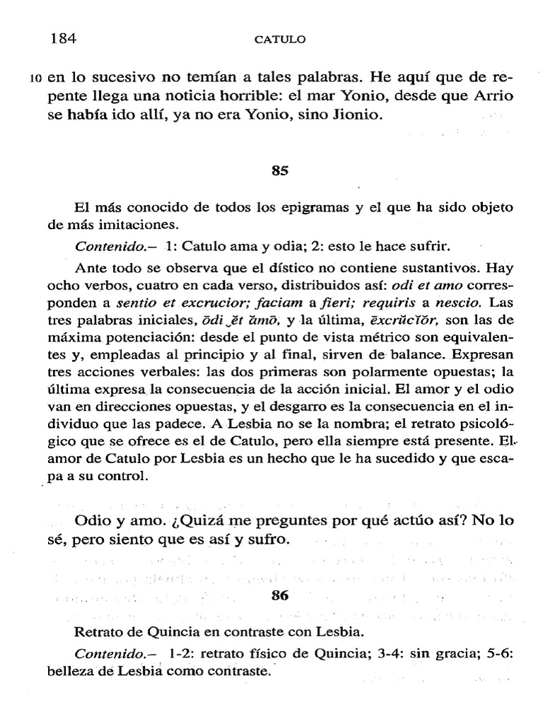 Cátulo, Poema 85 | PDF