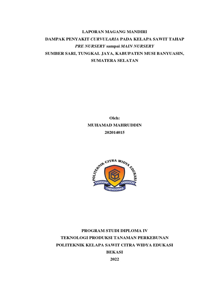 Laporan Magang Mandiri Muhamad Mahruddin 28 Agustus-27september 2022 | PDF