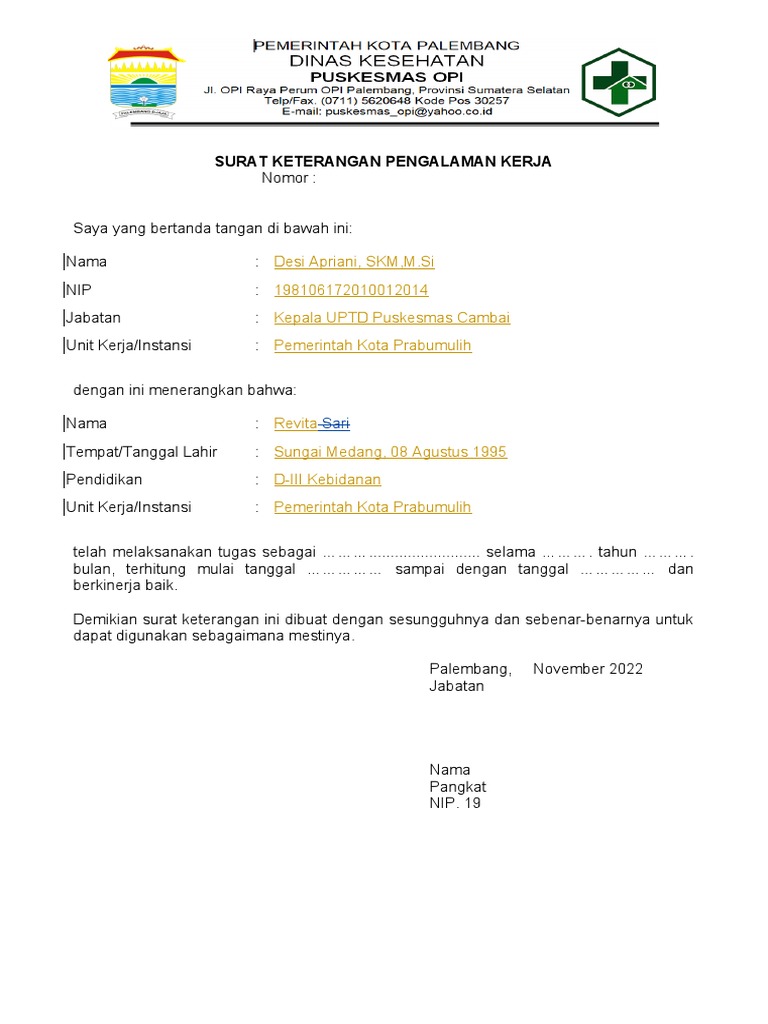 Surat Keterangan - Rekomendasi PPPK Nakes 2022 | PDF