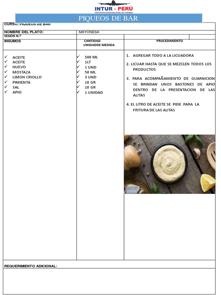 Piqueos de Bar: Recetas y Preparación | PDF | Mayonesa | Salsa