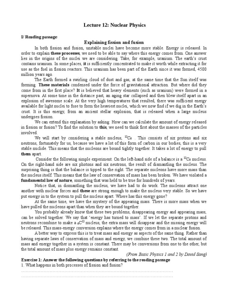 An Explanation of Where Nuclear Energy Originates Through Analyzing the ...