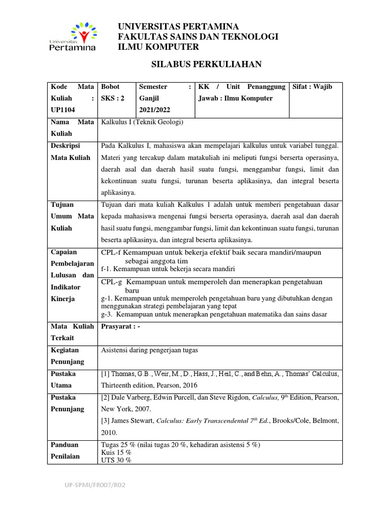 Silabus - 2 SKS | PDF | Metode & Bahan Ajar