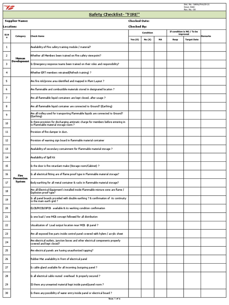 Fire - Check Sheet | PDF | Fires | Firefighting