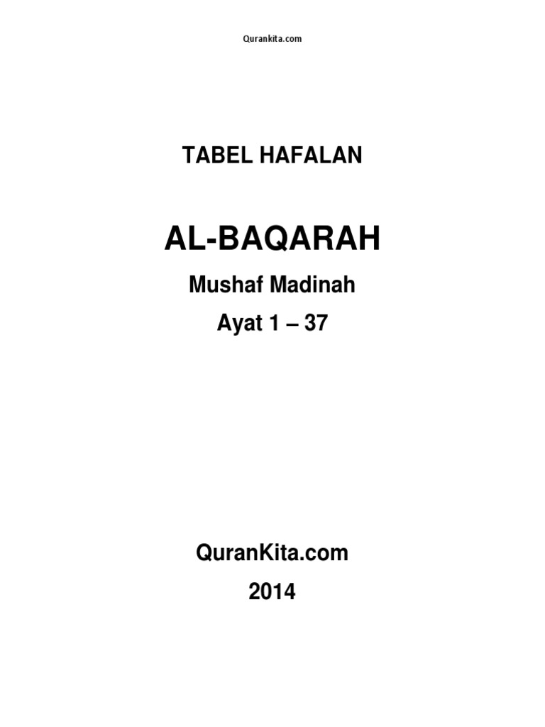 Tabel Hafalan 002. Al-Baqarah Ayat 1 - 37 | PDF