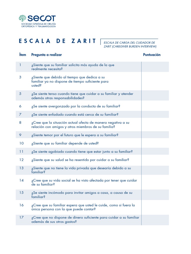 Escala de Zarit | PDF