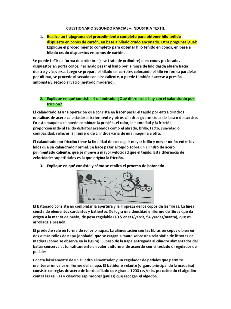 Cuestionario Tema Tejido | PDF | Telar | Textiles