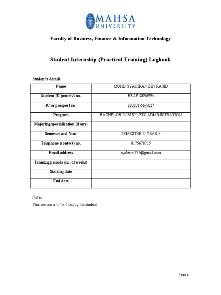 Logbook | PDF | Internship | Job Hunting