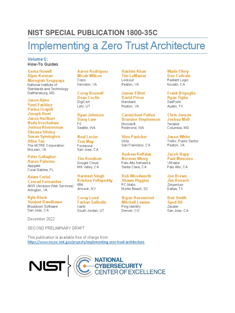 Zta Nist SP 1800 35c Preliminary Draft 2 | PDF | Computer Security ...