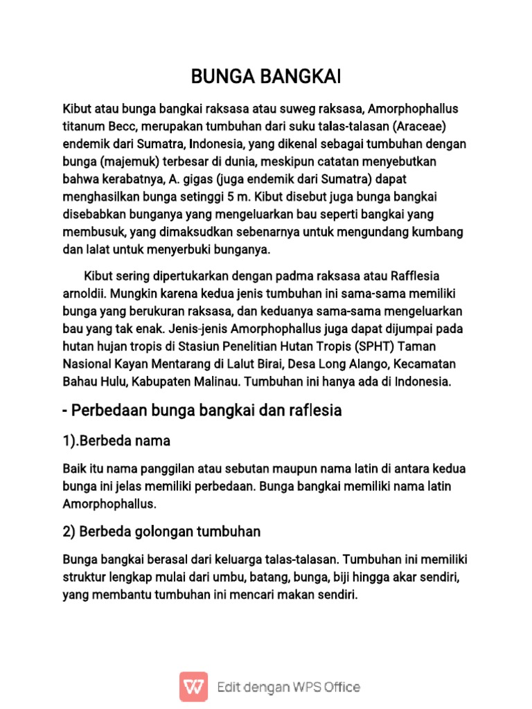 Perbedaan Bunga Bangkai dan Rafflesia | PDF | Sains & Matematika