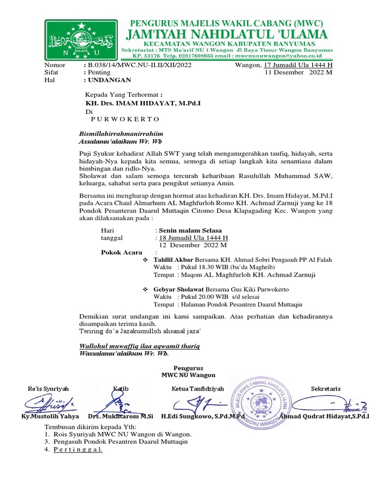 UNDANGAN HAUL P.imam | PDF