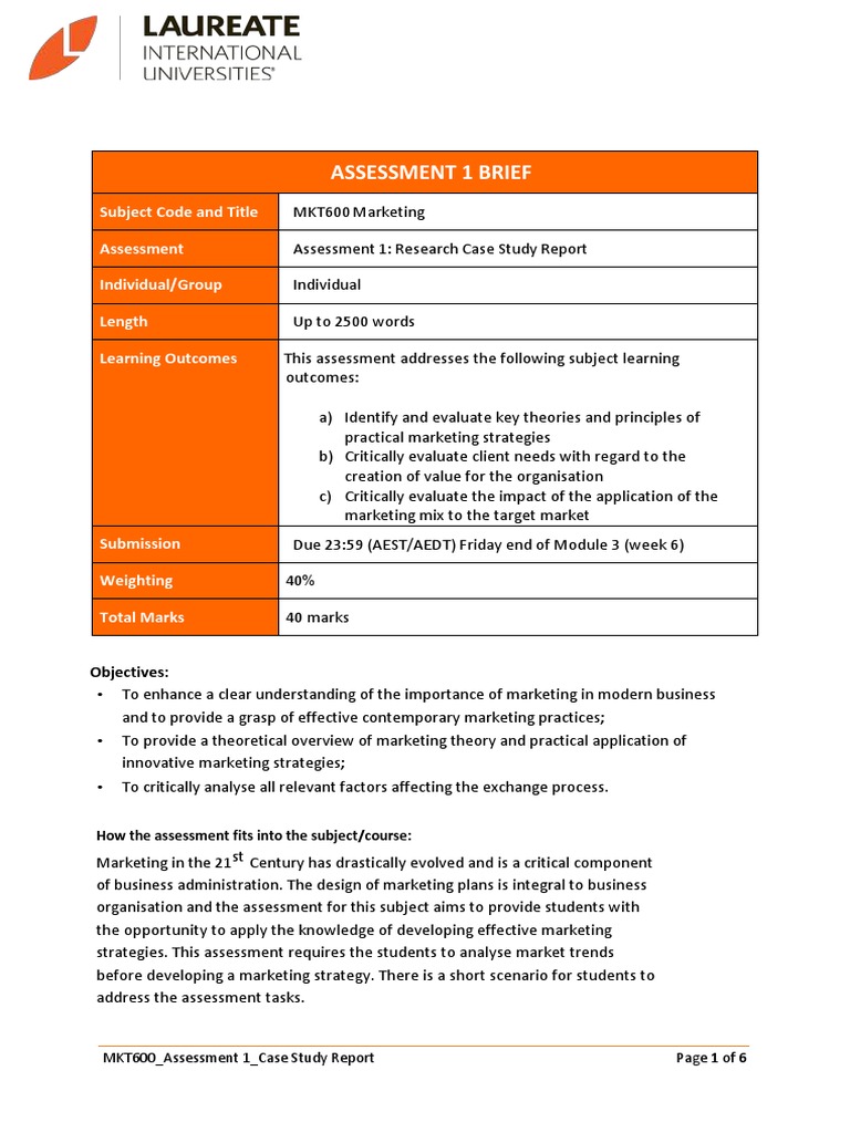 MKT600-Assessment1 - Case Study Report-092018 | PDF | Marketing ...