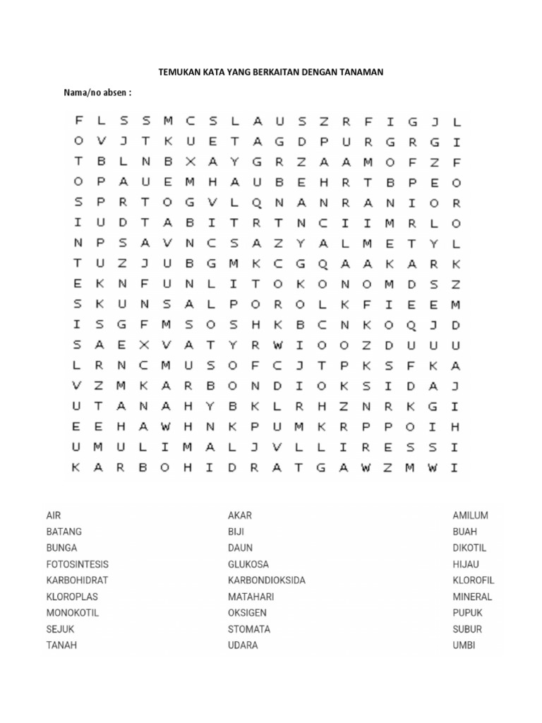 Cari Kata Berkaitan Tanaman | PDF