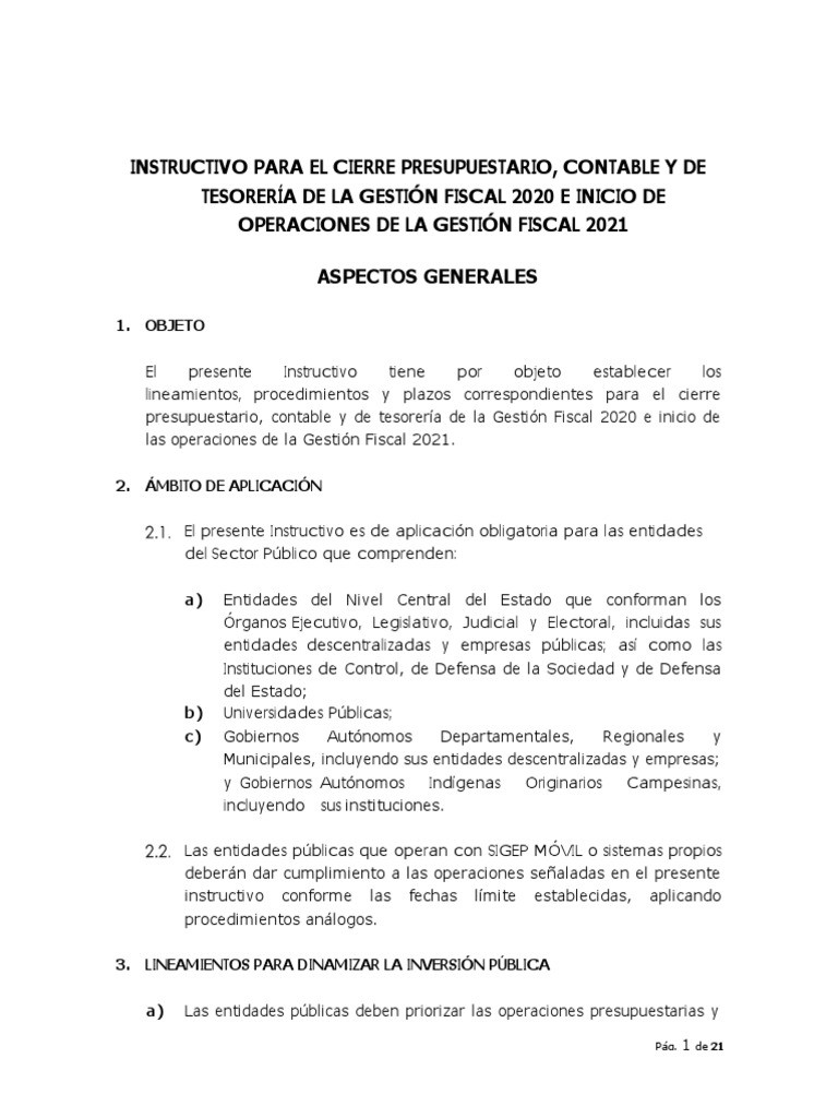 Instructivo de Cierre 2do 2020 Final | PDF | Presupuesto | Contabilidad