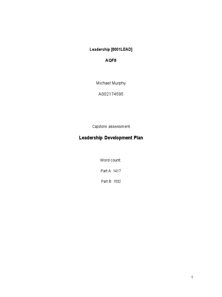 Assessment 3 Leadership Development Plan | PDF | Leadership ...