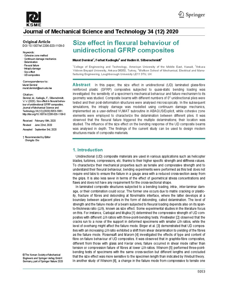 Size Effect in Flexural Behaviour of Unidirectional GFRP Composites ... Size Effect in Flexural Behaviour of Unidirectional GFRP Composites ...