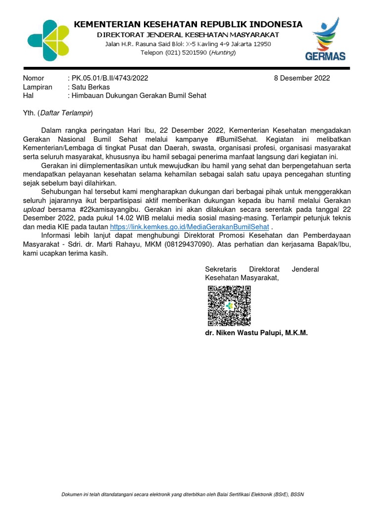 Himbauan Dukungan Gerakan Bumil Sehat | PDF