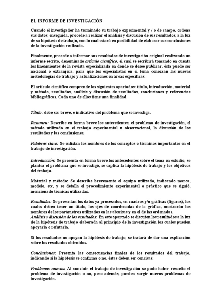 1.3 El Informe de Investigación y Citacion | PDF | Bibliografía | Science