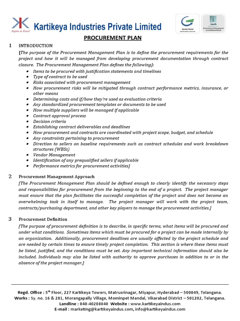 Procurement Plan | PDF | Procurement | Business Process