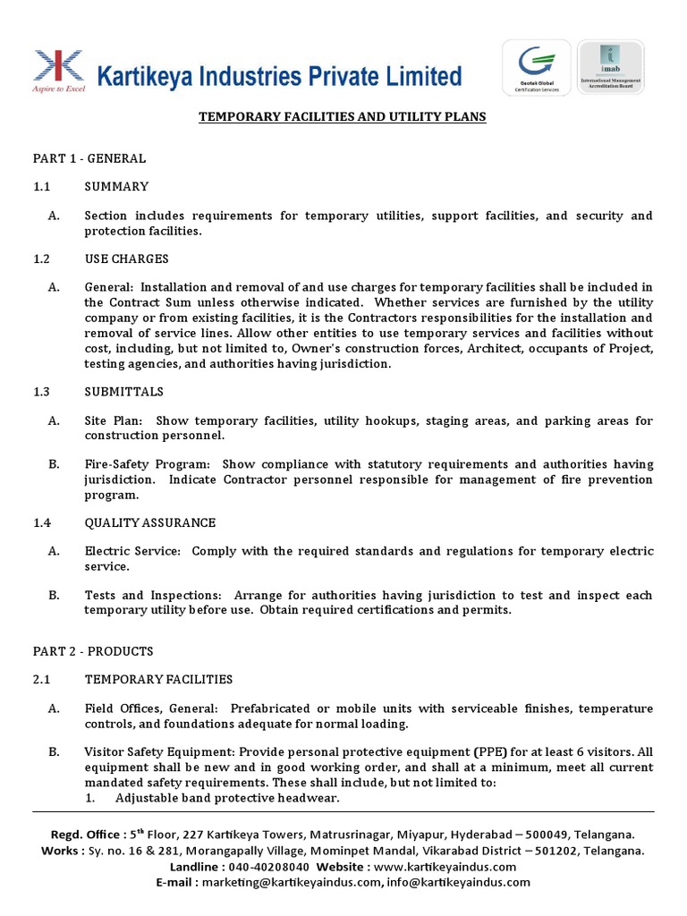 Temporary Facilities Plans | PDF | Fires | Fire Safety