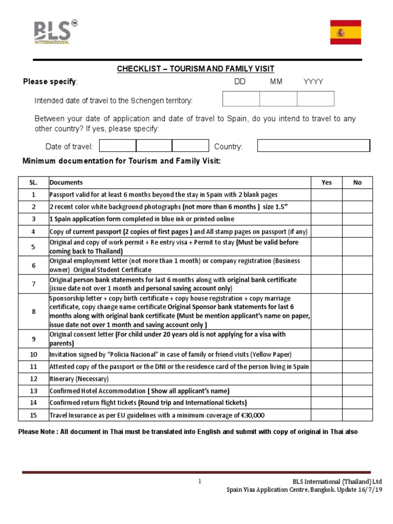 Spain Visa Application Checklist | PDF | Travel Visa | Passport