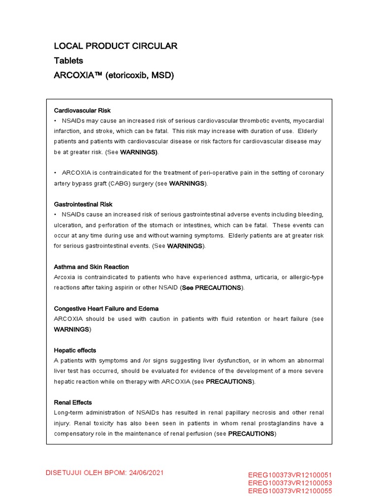 Fact Sheet For Health Care Providers - Arcoxia Tablet Salut Selaput 90 ...