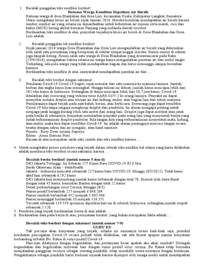 Latihan Bindo Kelas 6 | PDF