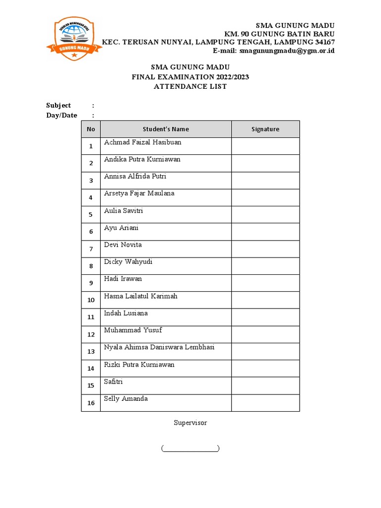 Daftar Hadir Dan Berita Acara PTS | PDF