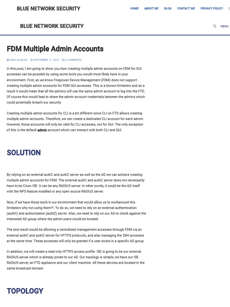Creating Multiple Admin Accounts For FDM GUI Accesses | PDF | Radius ...