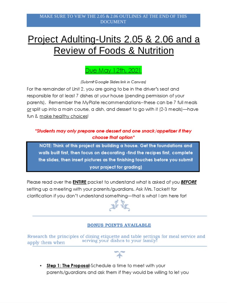 Final Foods 1 Adulting Project Spring 21 | PDF | Foods | Recipe