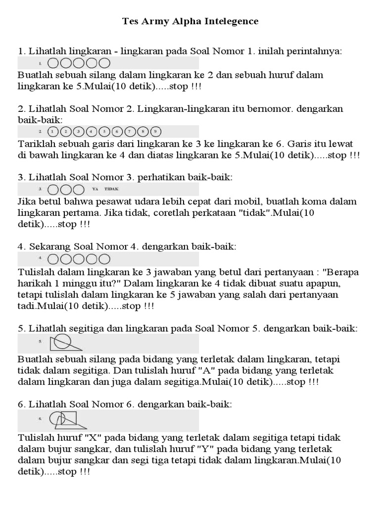 Soal dan Instruksi Tes Army Alpha | PDF | Griya & Taman