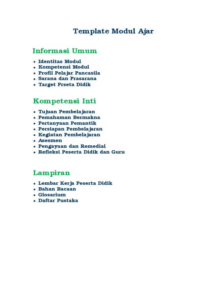 Template Modul Ajar | PDF | Karier & Perkembangan | Sains & Matematika
