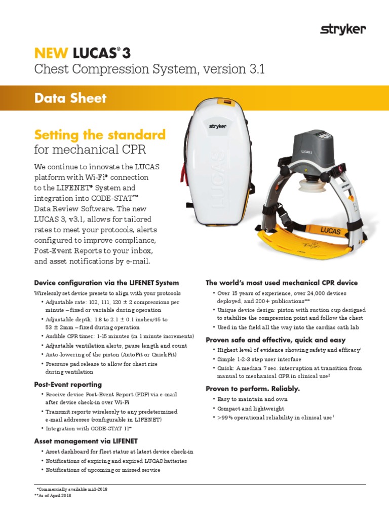 LUCAS 3, 3 - 1 Data Sheet | PDF | Cardiopulmonary Resuscitation | Wi Fi