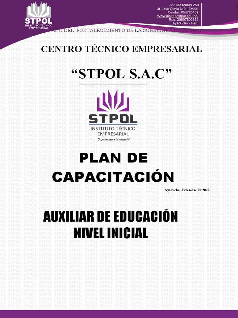 Plan De Trabajo Nivel Inicial Pdf Educación De La Primera