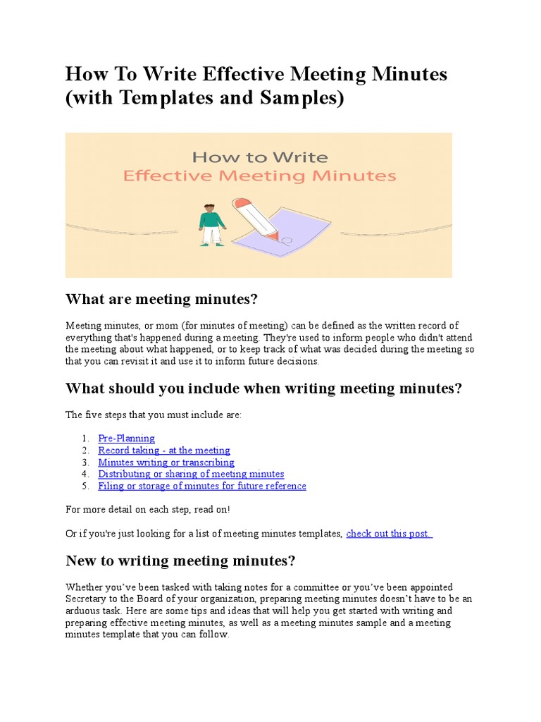 Writing Effective Meeting Minutes Guide | PDF | Online And Offline ...