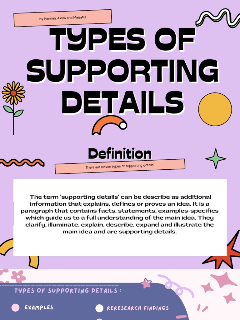 Types of Supporting Details Explained | PDF | Bullying | Definition