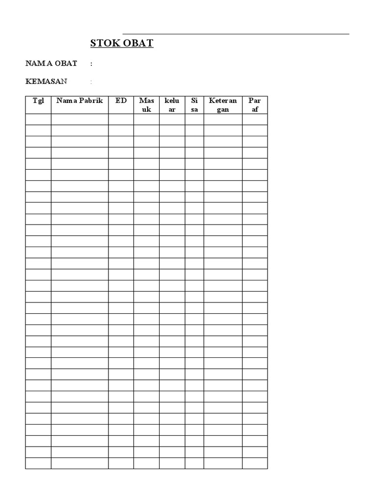 Kartu Stok Obat | PDF