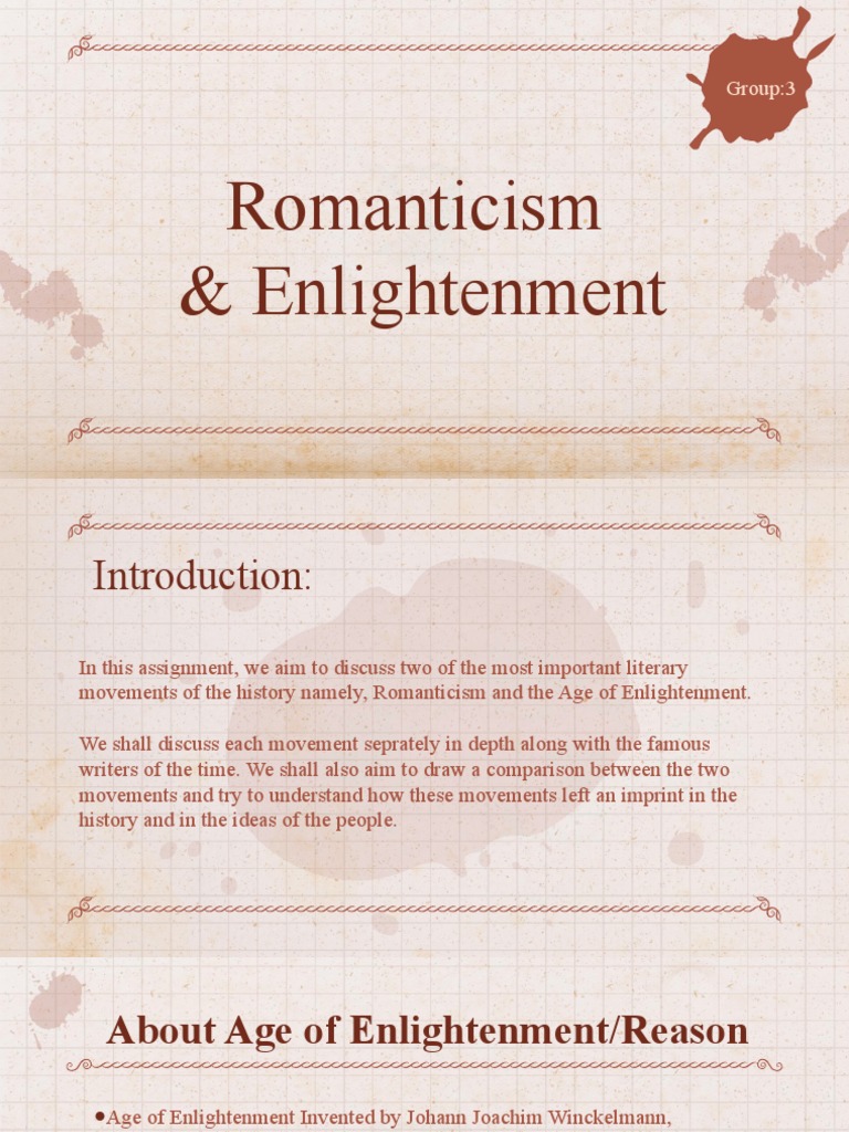 Group-3 Romanticism & Enlightenment | PDF | Romanticism | Age Of Enlightenment