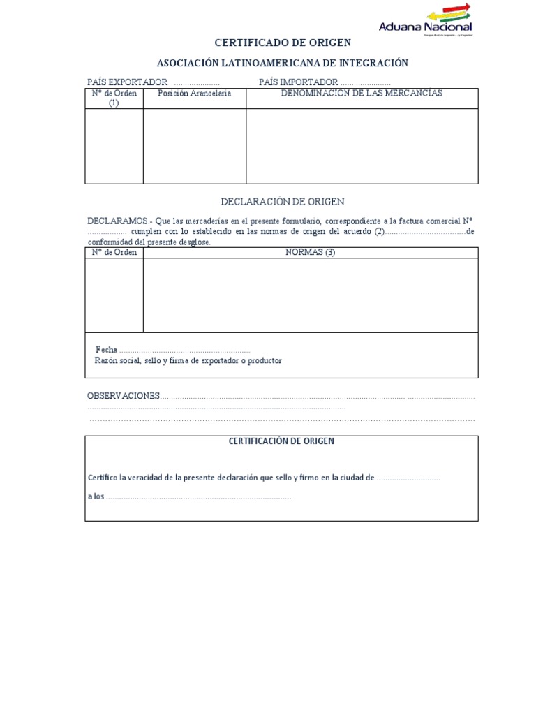 Certificado de Origen | PDF