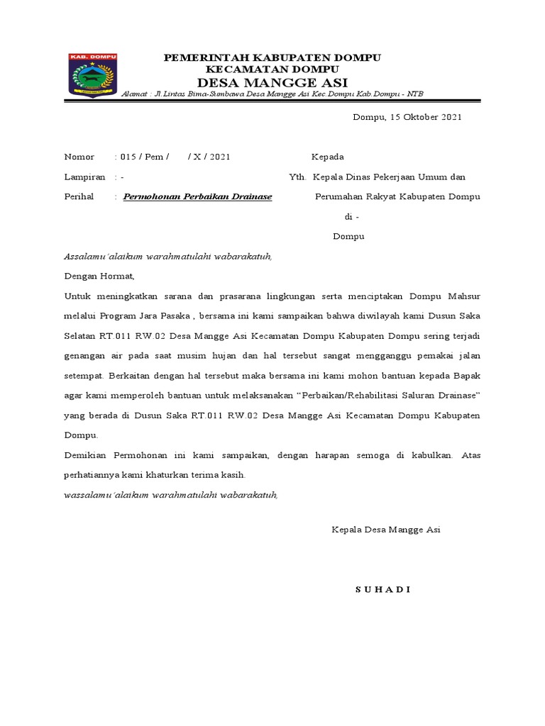 Surat Permohonan Pupr | PDF