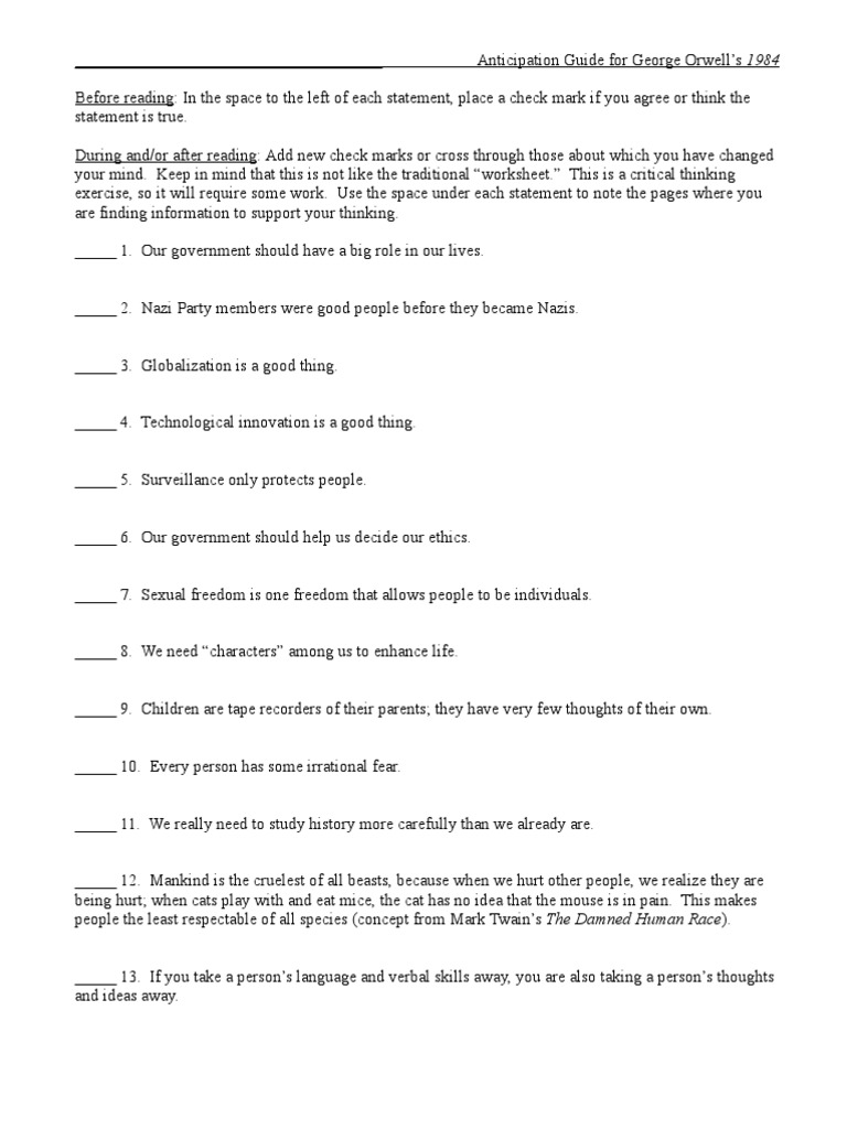 1984 Anticipation Guide | PDF | Nazism