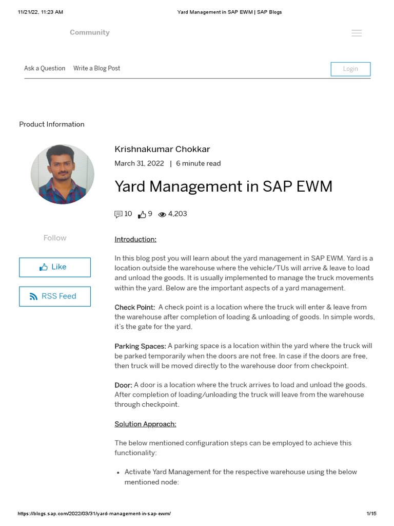 Yard Management in SAP EWM Guide | PDF | Supply Chain Management ...