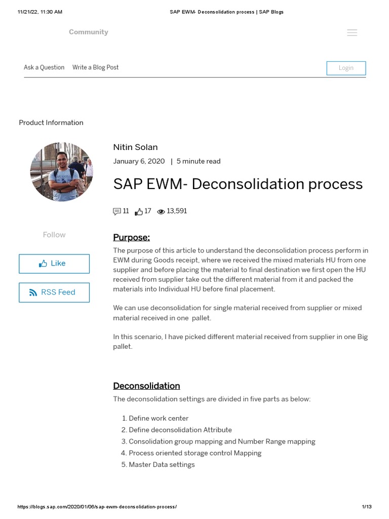 SAP EWM - Deconsolidation Process - SAP Blogs | PDF | Warehouse ...
