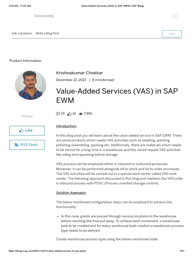 Value-Added Services (VAS) in SAP EWM - SAP Blogs | PDF | Warehouse ...