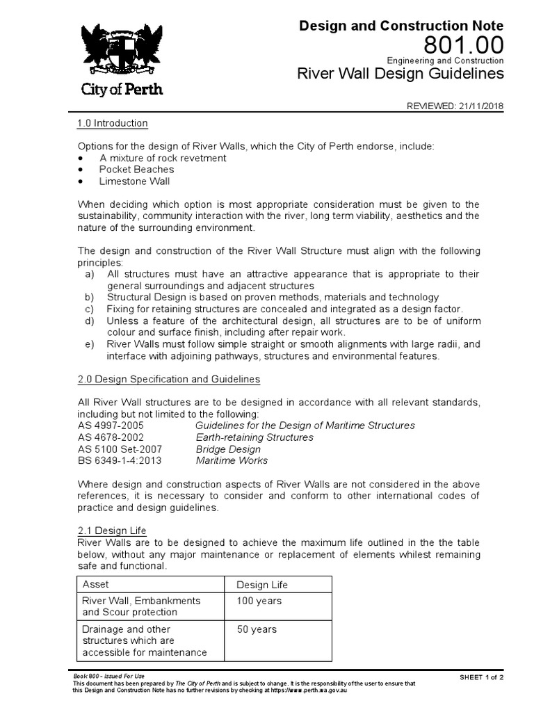 801 - 00 River Wall Design Guidelines - Page 1 | PDF | Design | Engineering